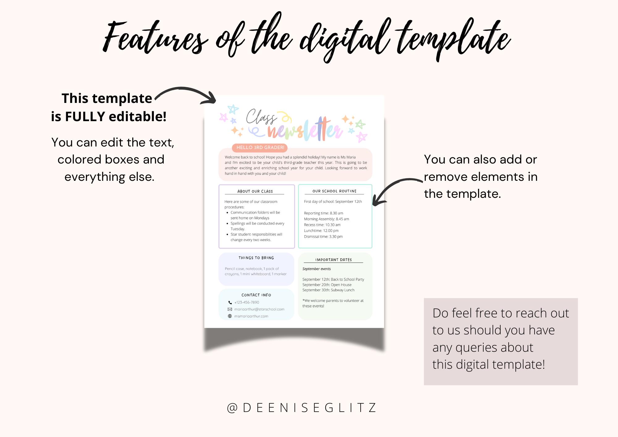 COLOR POP Back to School Classroom Newsletter, Monthly Newsletter ...