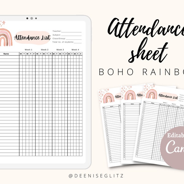Sunday Attendance Editable Sheet - Etsy