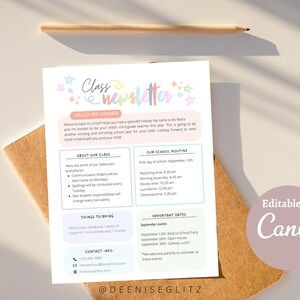 COLOR POP Back to School Classroom Newsletter, Monthly Newsletter ...