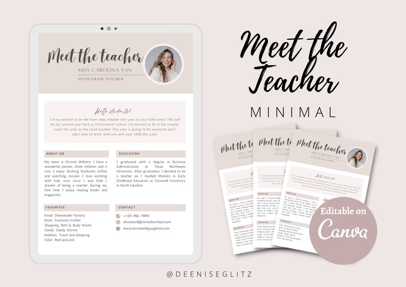 MINIMAL Meet the Teacher Template, Classroom Newsletter, Parents ...