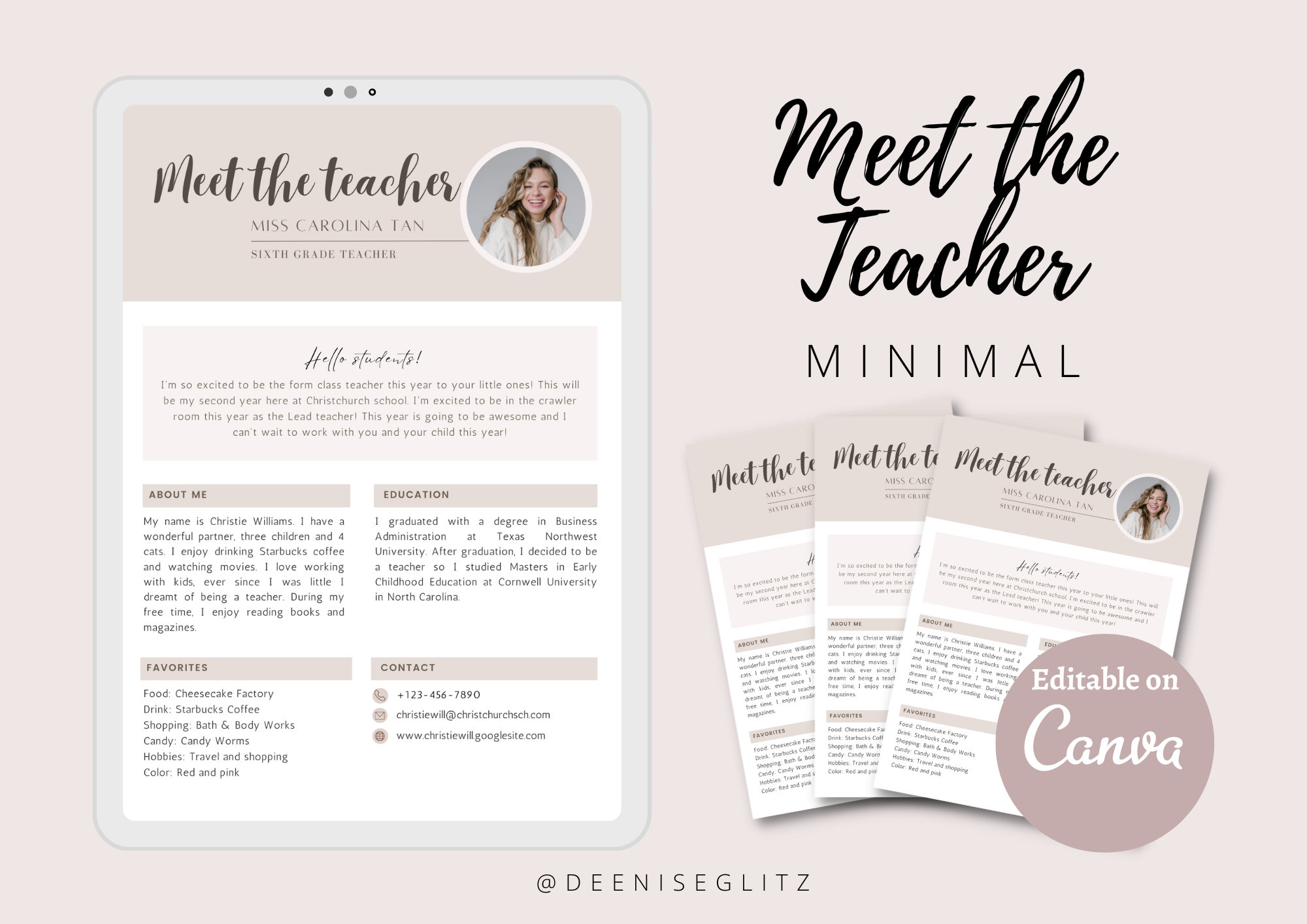 MINIMAL Meet the Teacher Template, Classroom Newsletter, Parents ...