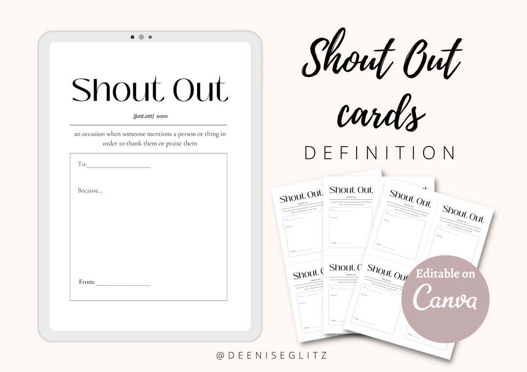 DEFINITION Shout Out Cards, Staff Appreciation, for Staff, Co-workers ...