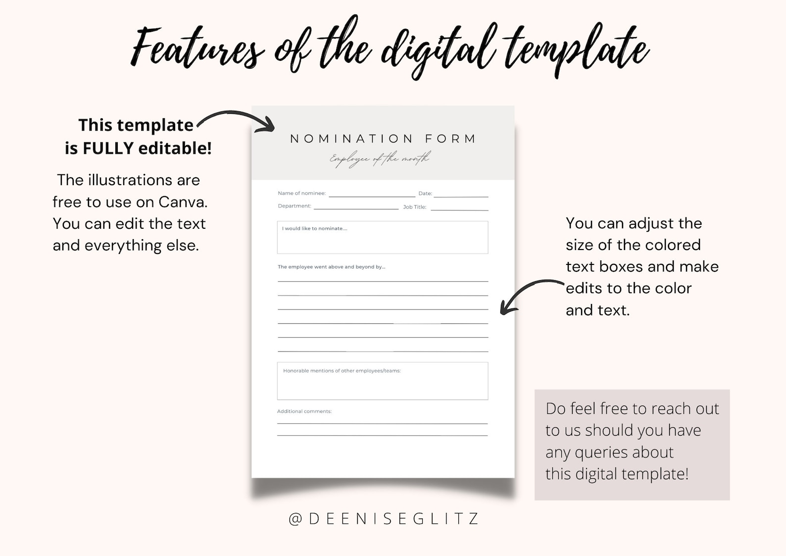 MINIMALIST Employee Nomination Form, Employee of the Month, Recognition ...
