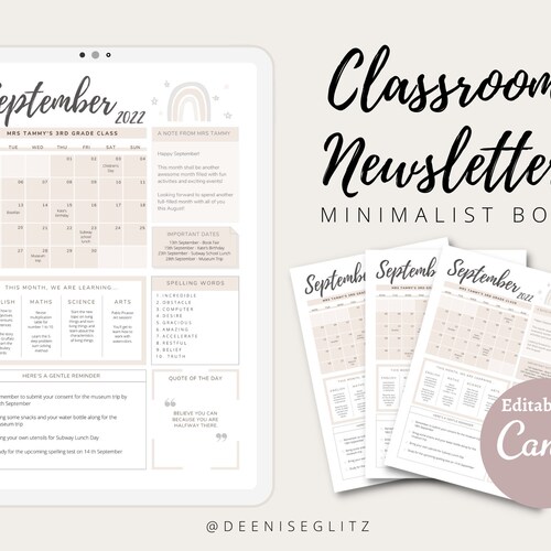 Pastel Boho Rainbow Classroom Newsletter editable - Etsy