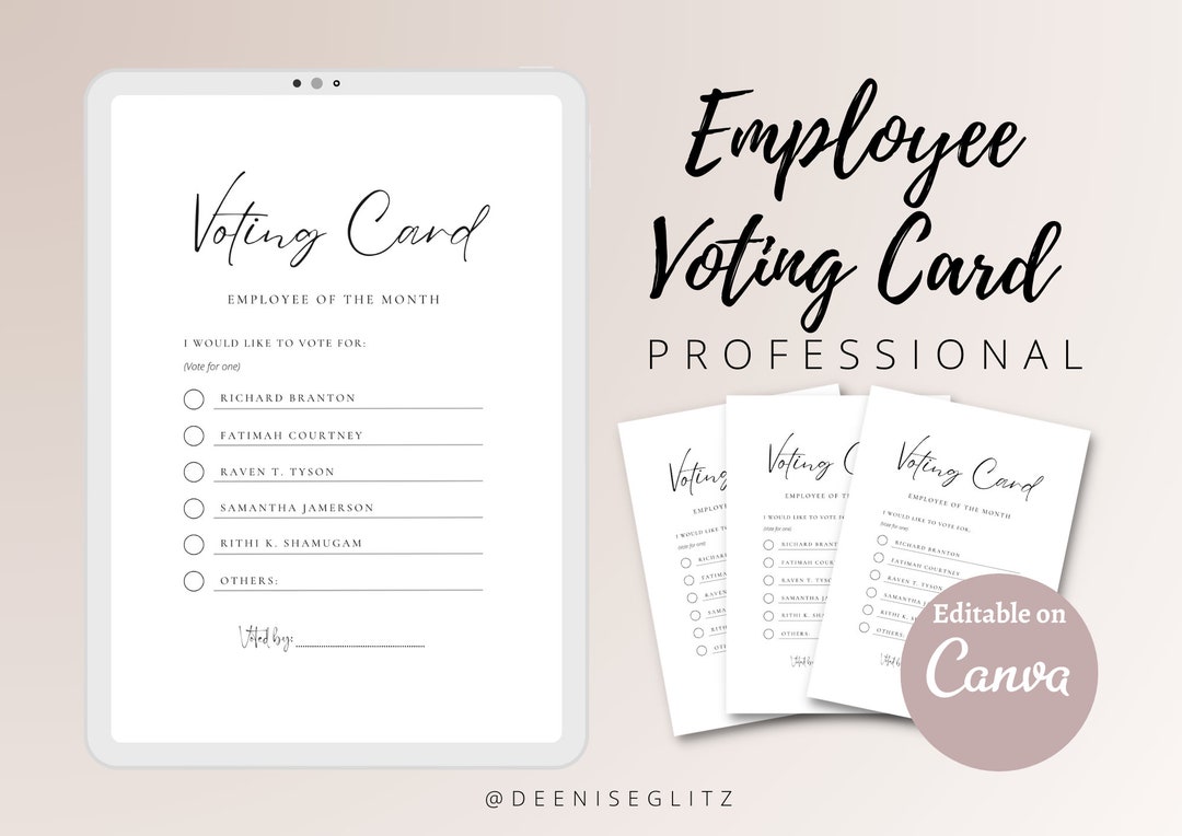 PROFESSIONAL Voting Card, Employee of the Month, Ballot Paper, Cast A ...