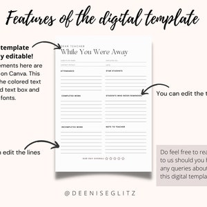 CLASSIC Substitute Teacher Note Template, While You Were Away, Note to ...