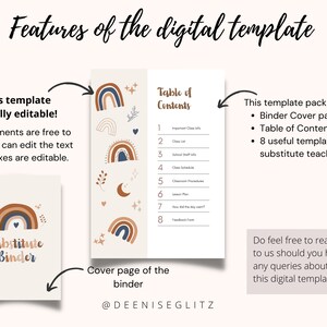 BOHO RAINBOW Substitute Binder, 11-page Bundle Template Pack, Folder ...