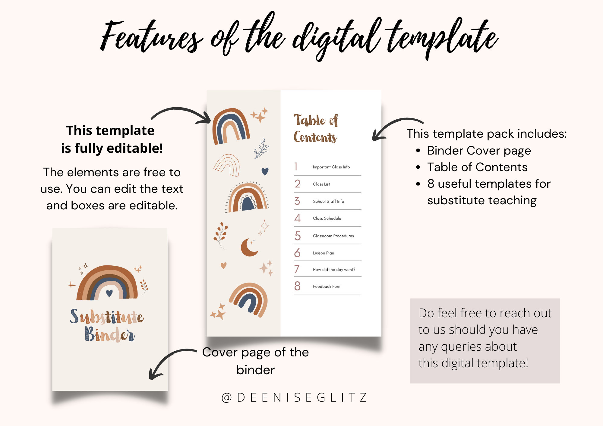 BOHO RAINBOW Substitute Binder, 11-page Bundle Template Pack, Folder ...