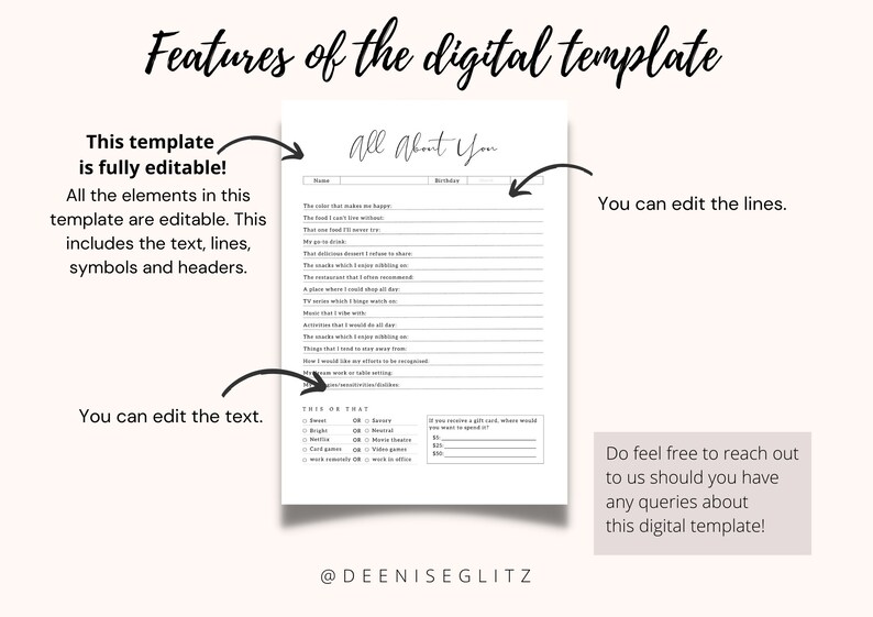 SPECIAL Employee Favorites List Template, All About You, My Favorite ...