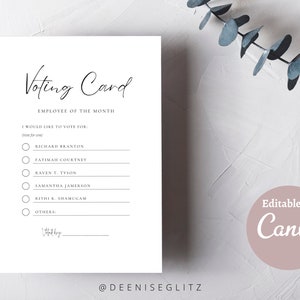 Employee of the Month Voting Card: Editable Ballot (canva) - Etsy