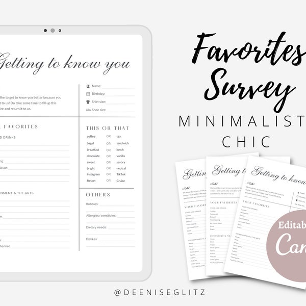 Employee Favorite Things Questionnaire - Etsy