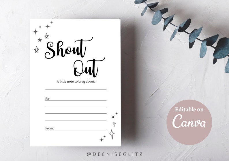 Stars Shout Out Cards: Staff & Student Compliment Cards (editable on ...