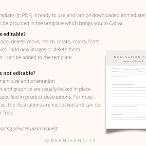 MINIMALIST Employee Nomination Form, Employee of the Month, Recognition ...