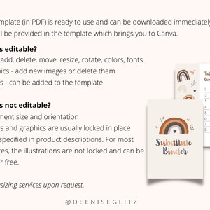 BOHO RAINBOW Substitute Binder, 11-page Bundle Template Pack, Folder ...