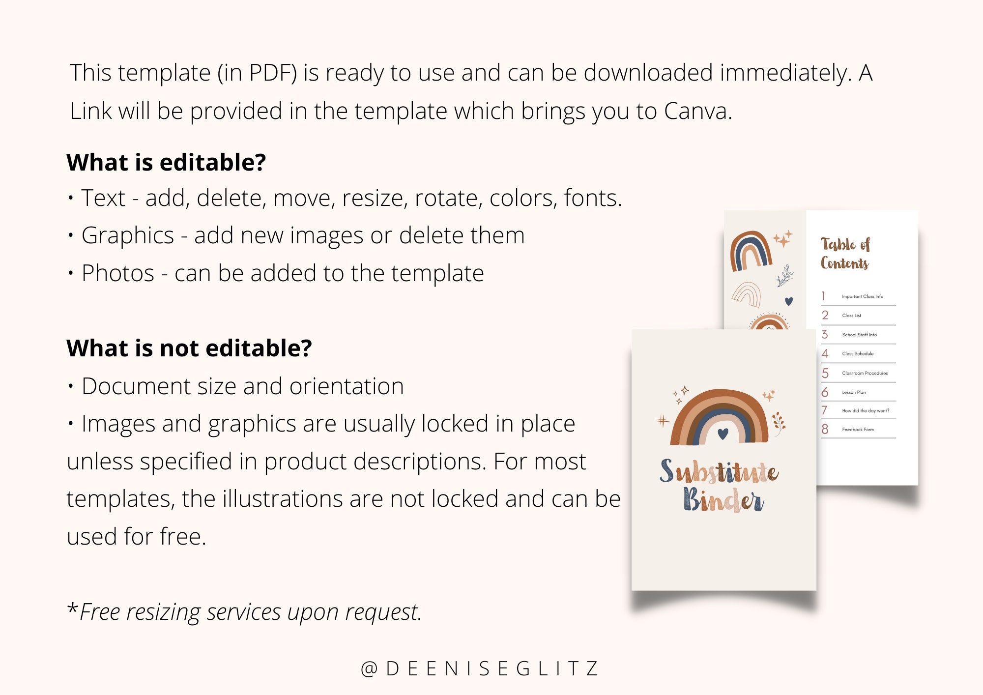 BOHO RAINBOW Substitute Binder, 11-page Bundle Template Pack, Folder ...