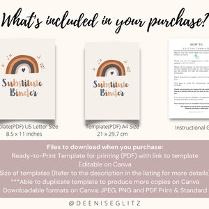 BOHO RAINBOW Substitute Binder, 11-page Bundle Template Pack, Folder ...