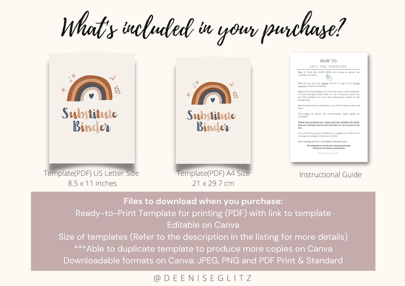 BOHO RAINBOW Substitute Binder 11-page Bundle Template Pack - Etsy