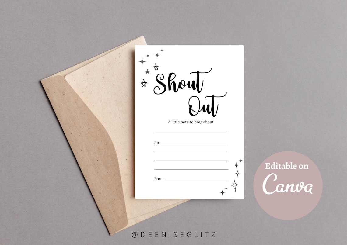 STARS NIGHT Shout Out Card, Staff Appreciation, Student Compliment Card ...