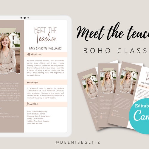 Meet the Teacher Template Canva Template Editable Template - Etsy Norway