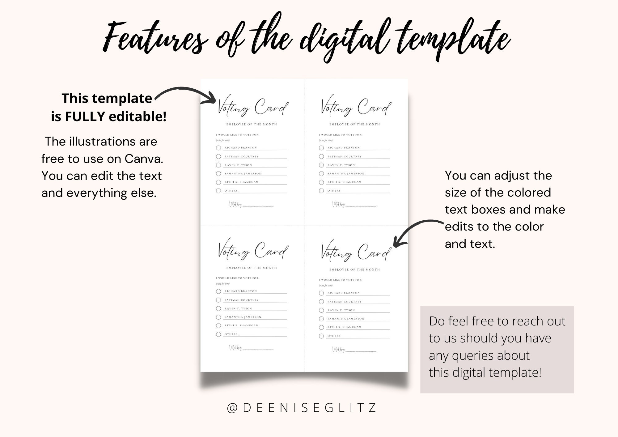 Employee of the Month Voting Card: Editable Ballot (canva) - Etsy