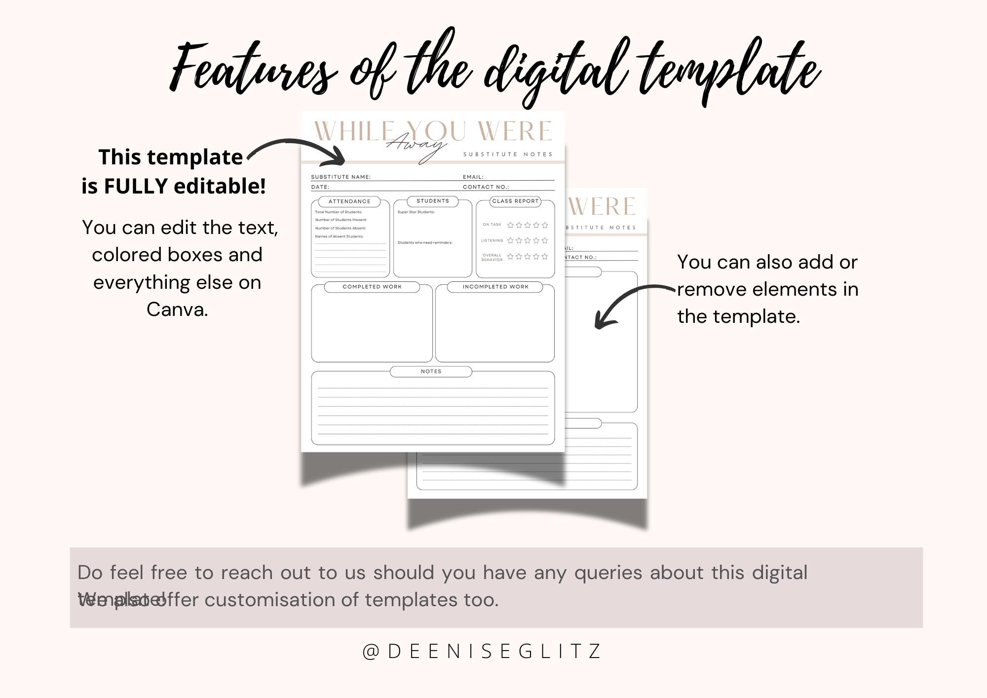 STYLISH Substitute Teacher Printable, Substitute Teacher Note, While ...