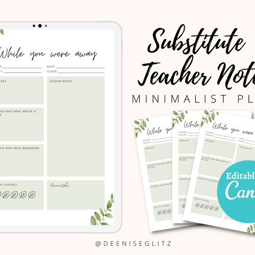 Printable Substitute Note With Pencils While You Were Away - Etsy