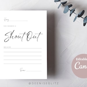 PROFESSIONAL Shout Out Cards, for Staff, Co-workers, Employees ...