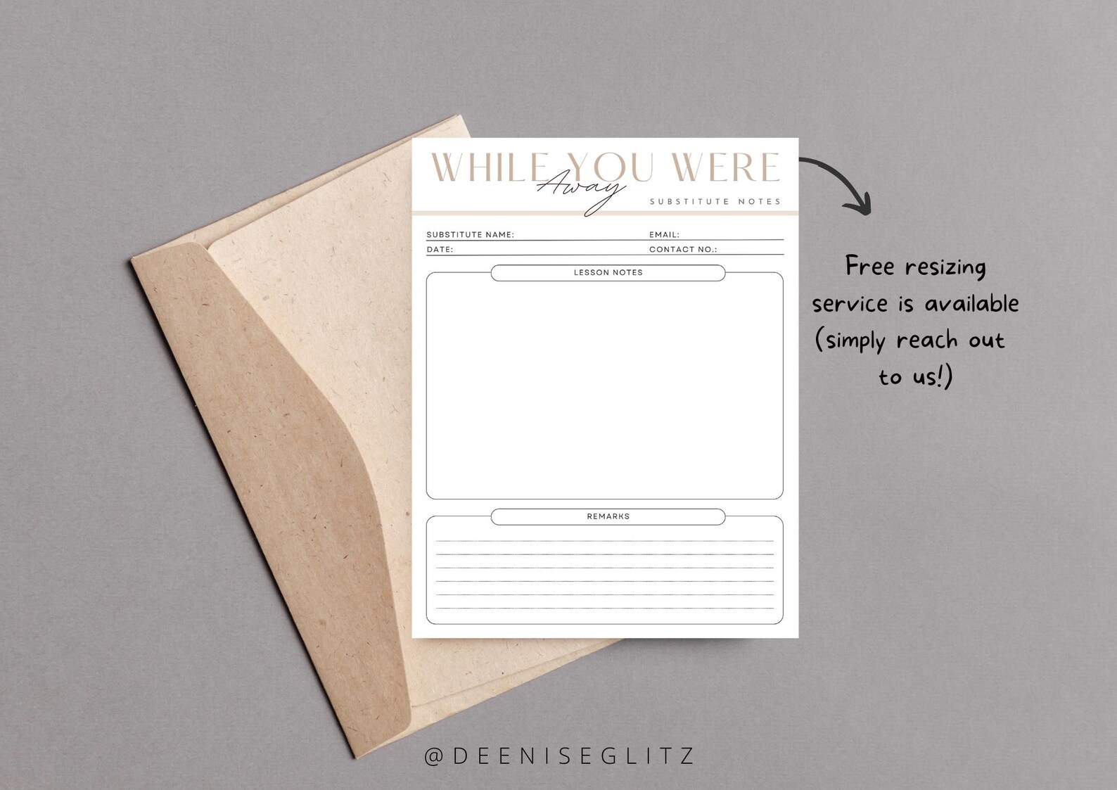 STYLISH Substitute Teacher Printable, Substitute Teacher Note, While ...