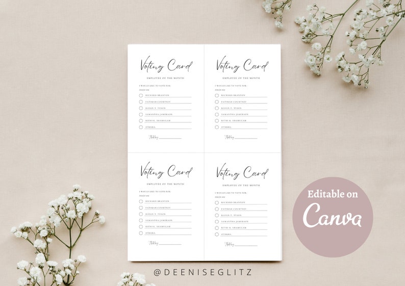 PROFESSIONAL Voting Card, Employee of the Month, Ballot Paper, Cast A ...