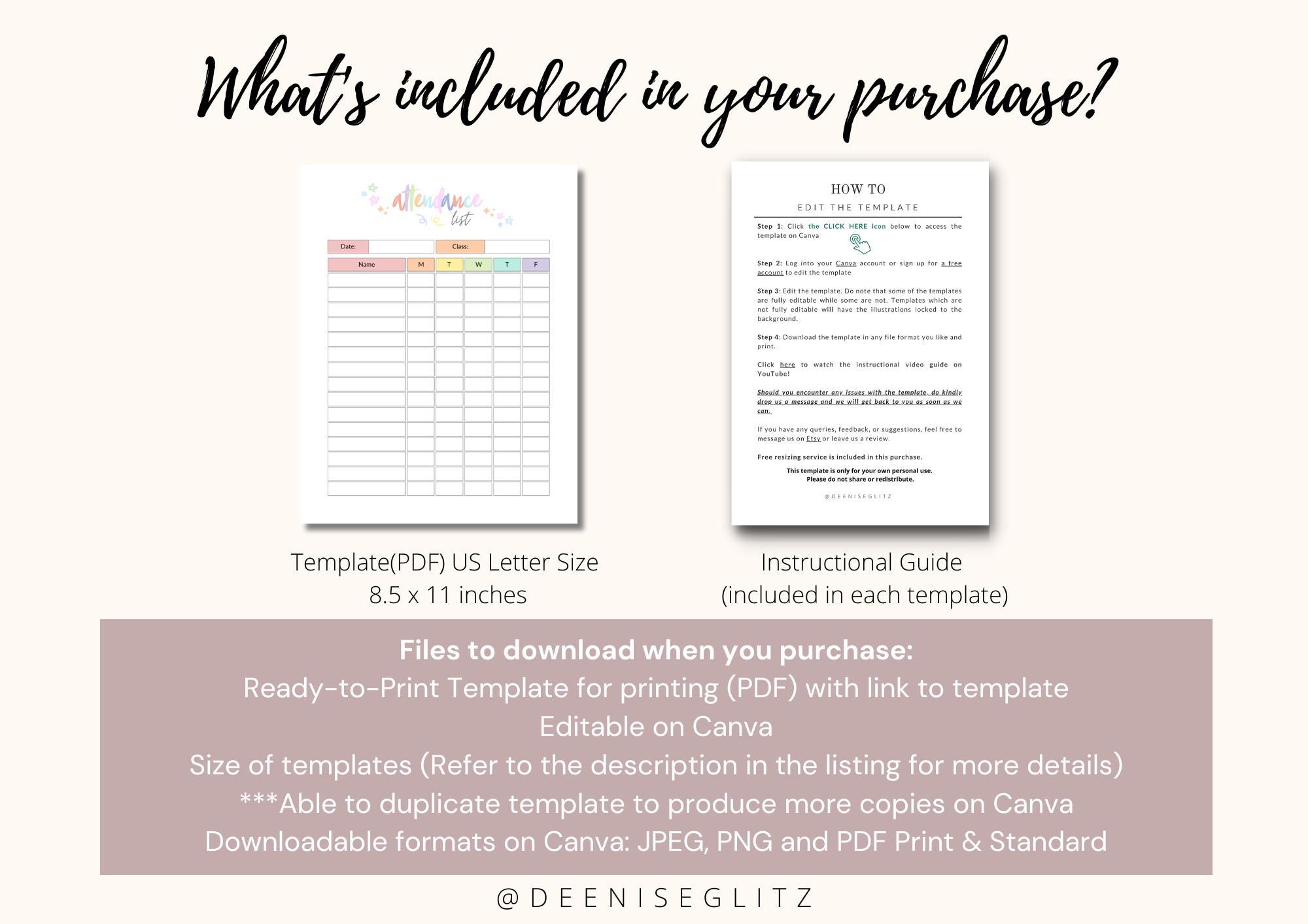 COLOR POP Attendance Sheet, Attendance Log, Class List, Classroom ...