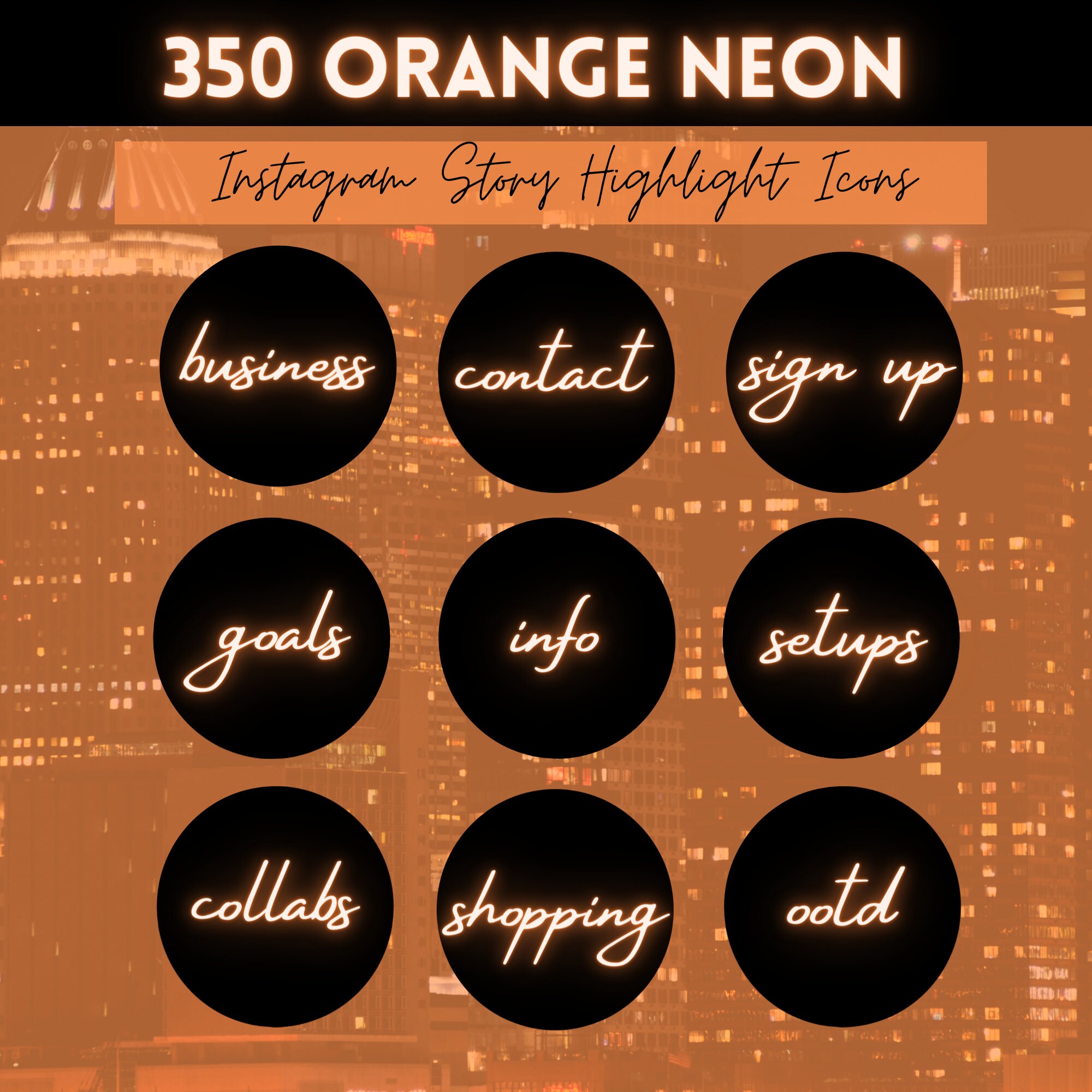 350 Orange Neon Instagram Story Highlight Covers Bright Neon - Etsy