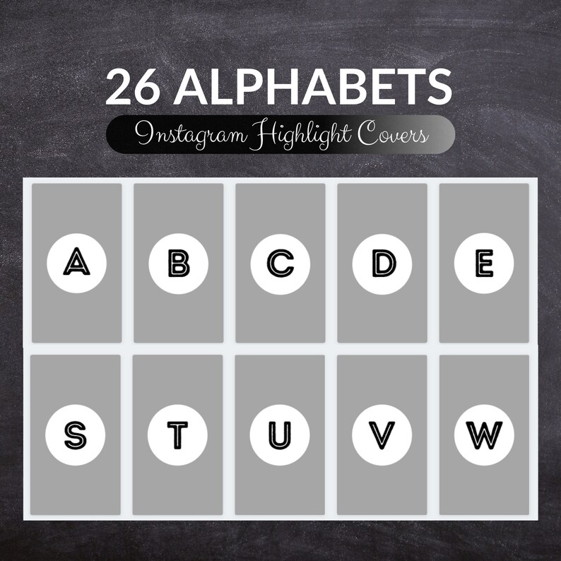 Black and White Alphabet Instagram Highlight Cover, Capital Letters ...