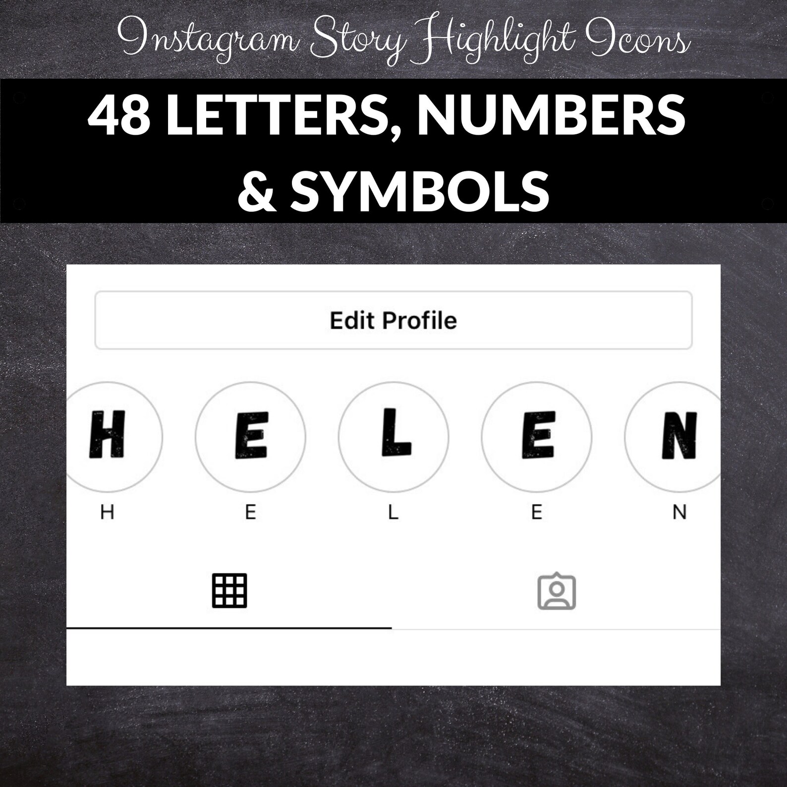 Black and White Letters Numbers Symbols Instagram Highlight Cover ...