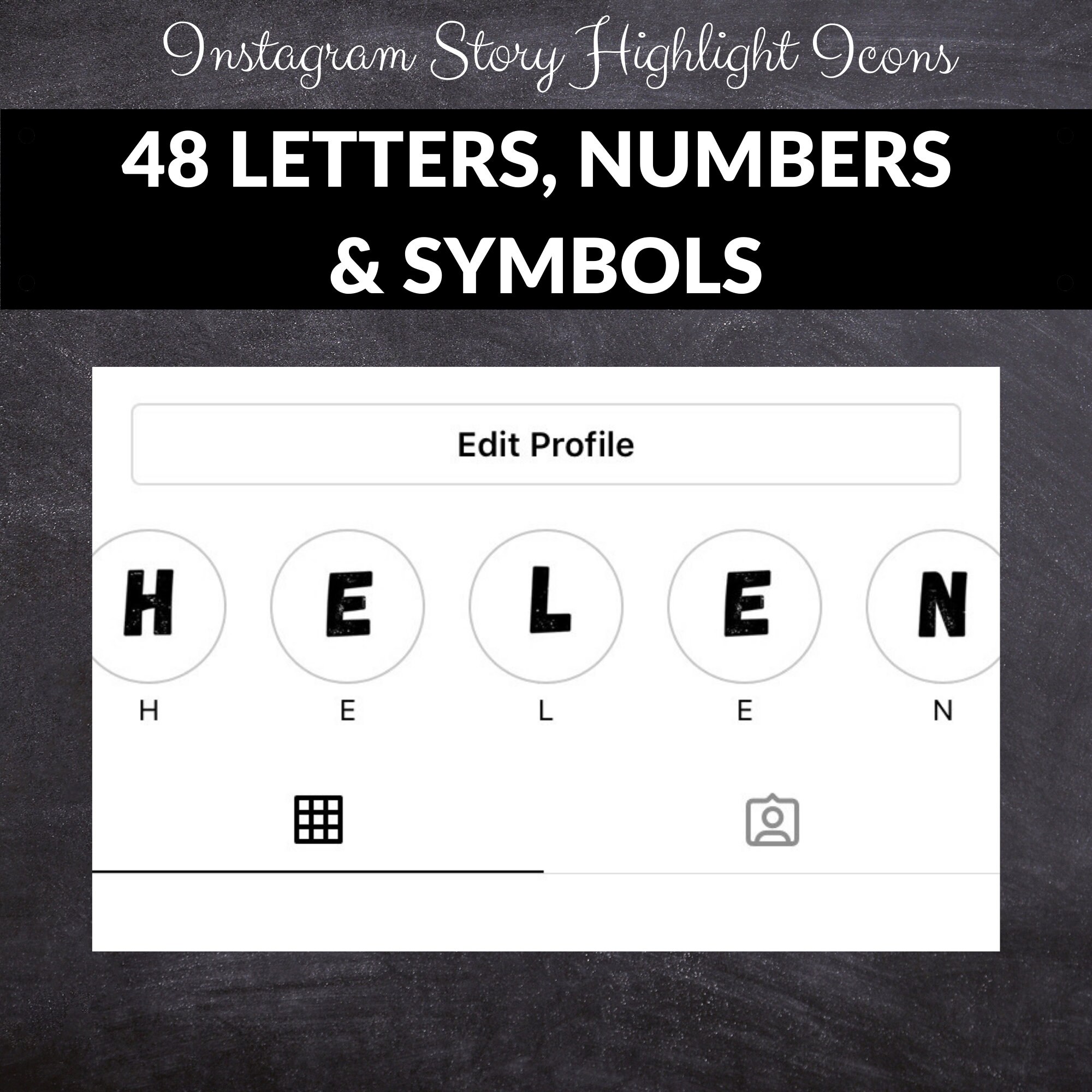 Black and White Letters Numbers Symbols Instagram Highlight Cover ...