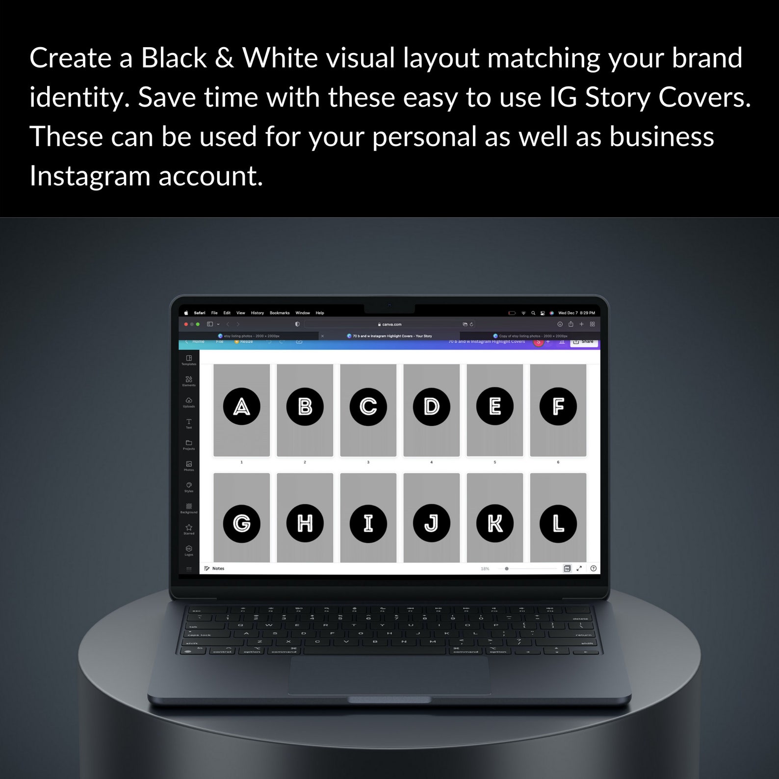 Black and White Alphabets Instagram Highlight Covers, Capital Letters ...