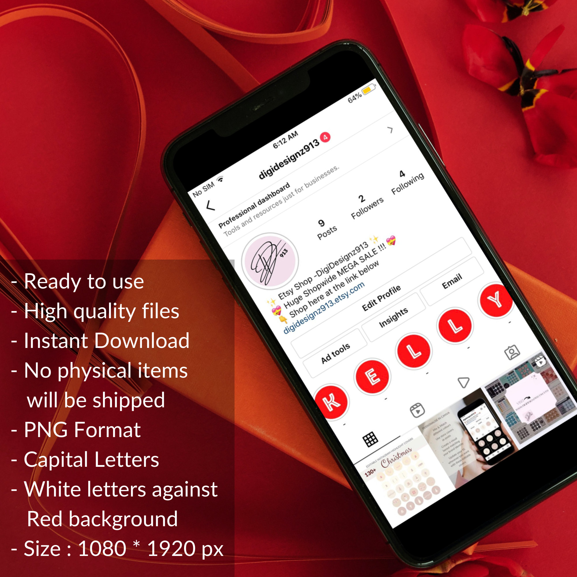 Red & White Letters Numbers Symbols Instagram Highlight Covers ...