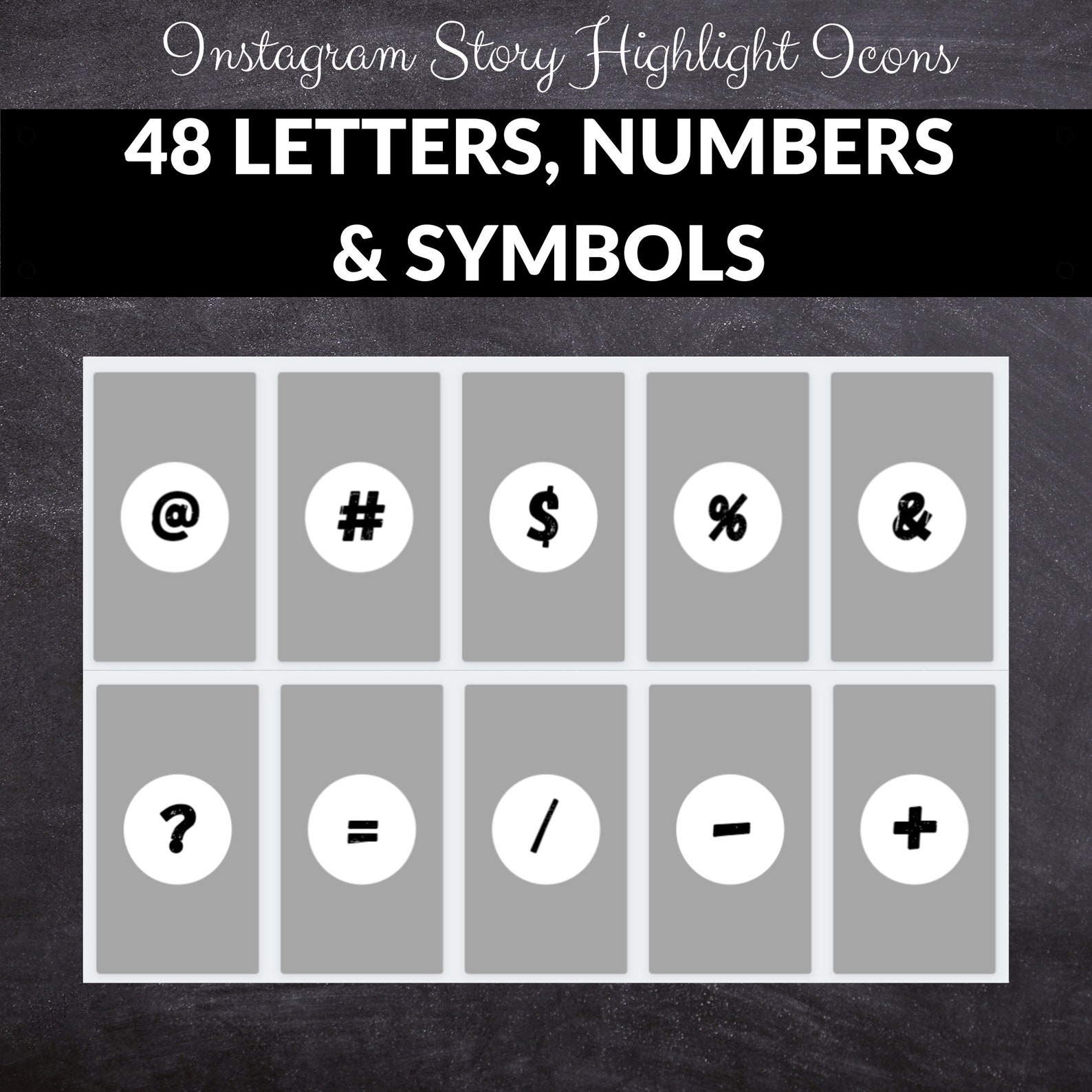 Black and White Letters Numbers Symbols Instagram Highlight Cover ...