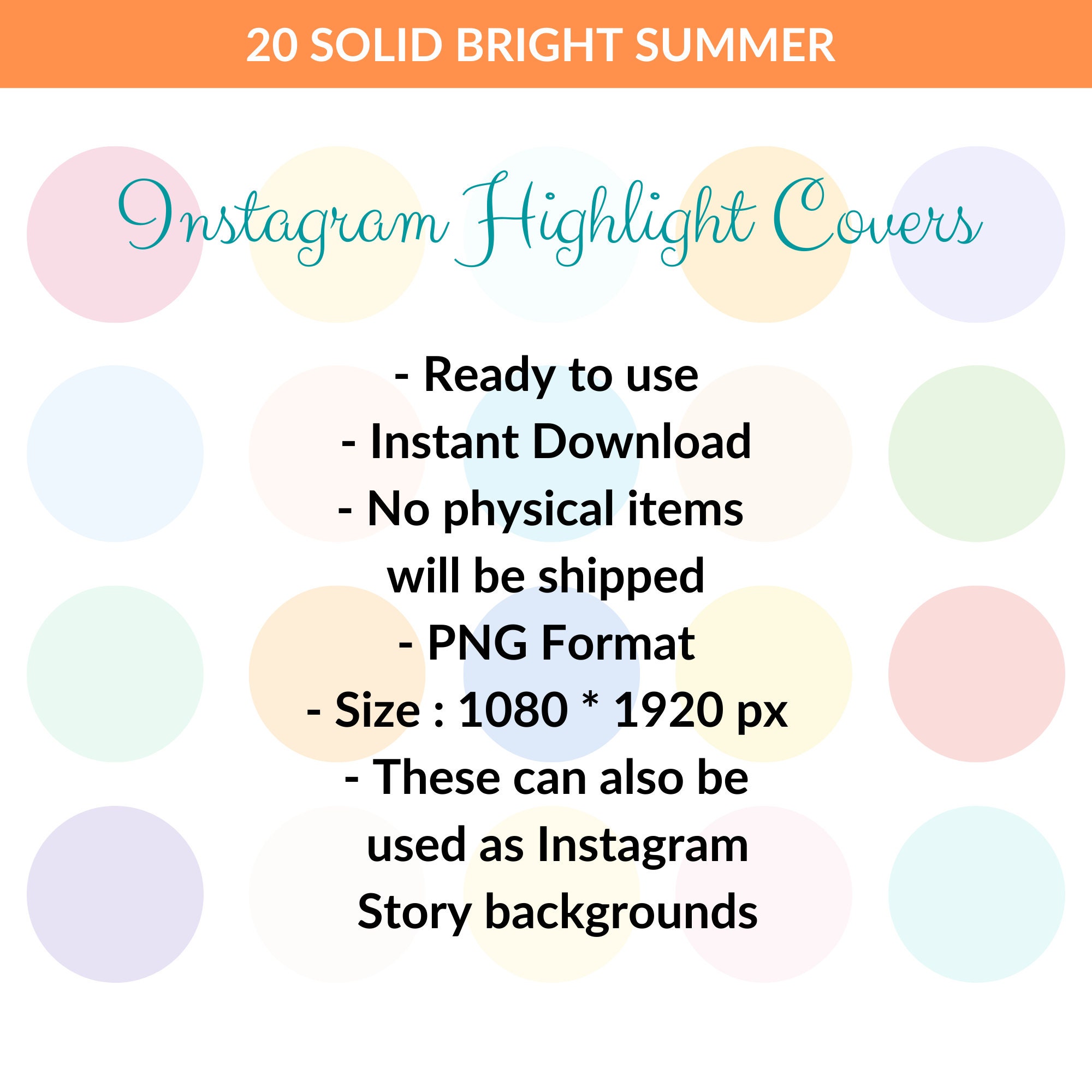 Solid Bright Summer Instagram Highlight Cover, Colorful Insta Blank ...