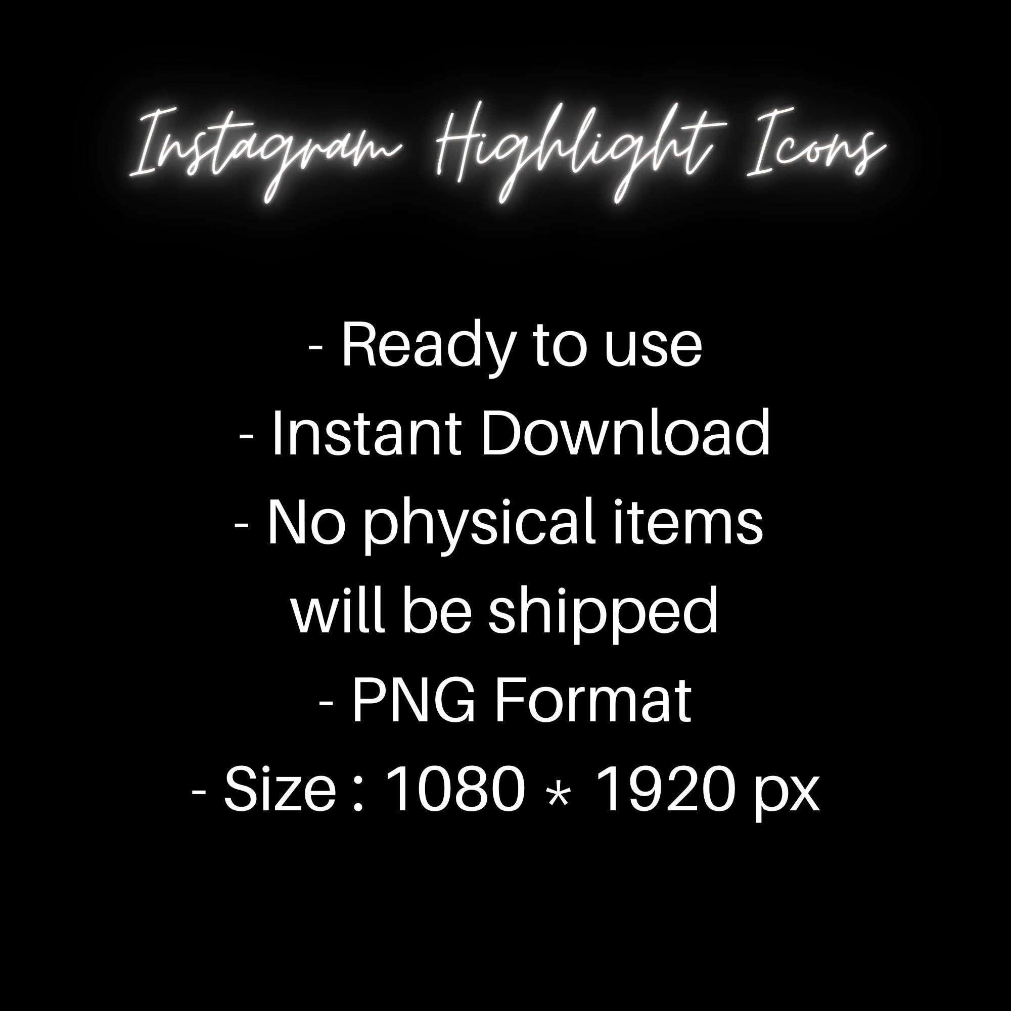 350 White Neon Instagram Story Highlight Icons, B&W Neon Icons, Bright ...