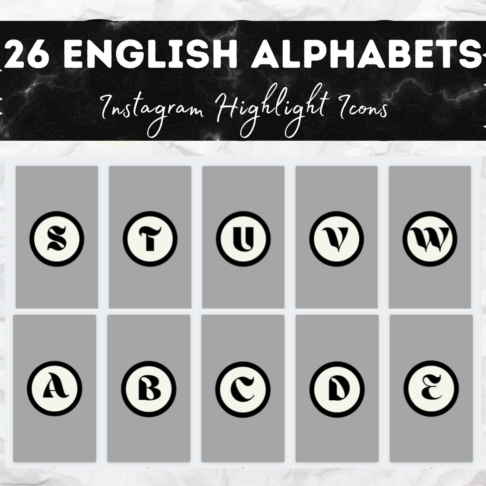 26 English Alphabets Instagram Highlight Icons, Capital Letters, A-Z ...