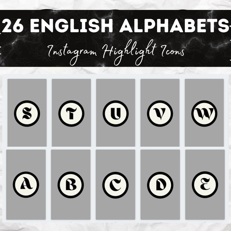 26 English Alphabets Instagram Highlight Icons, Capital Letters, A-Z ...