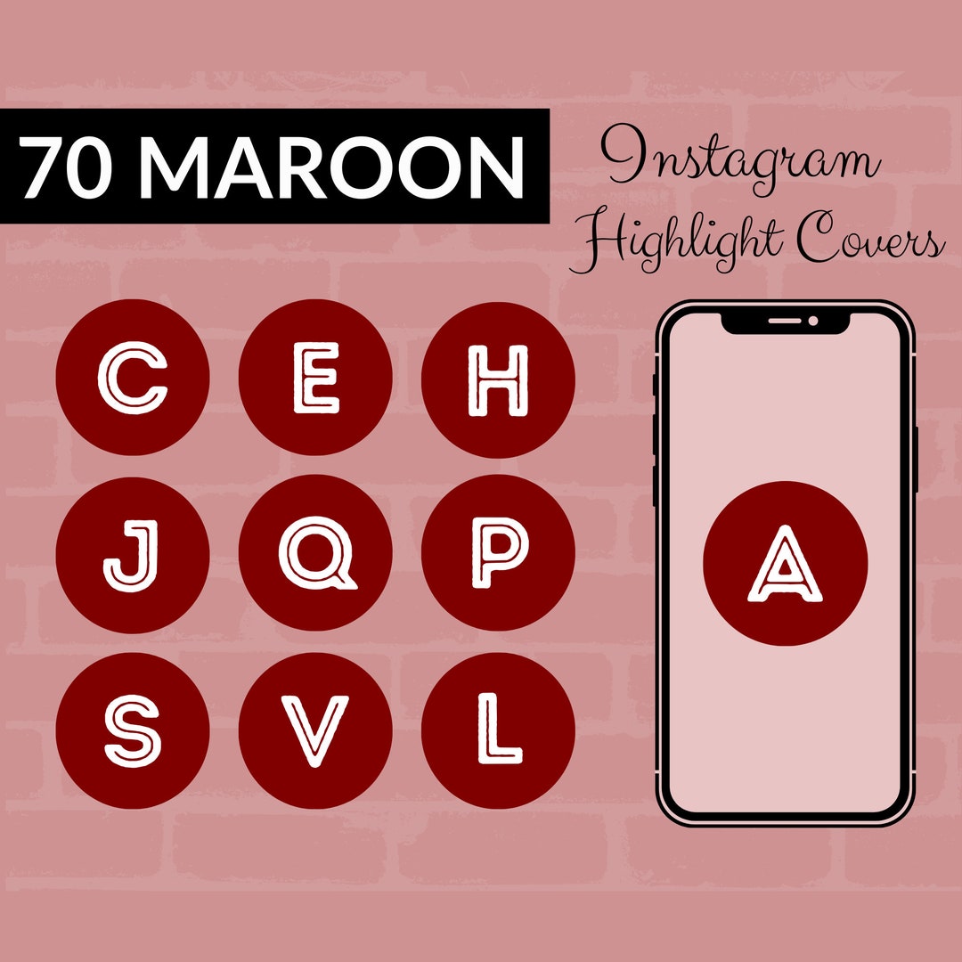 Maroon Alphabet Instagram Highlight Covers, Capital Letters Numbers and ...