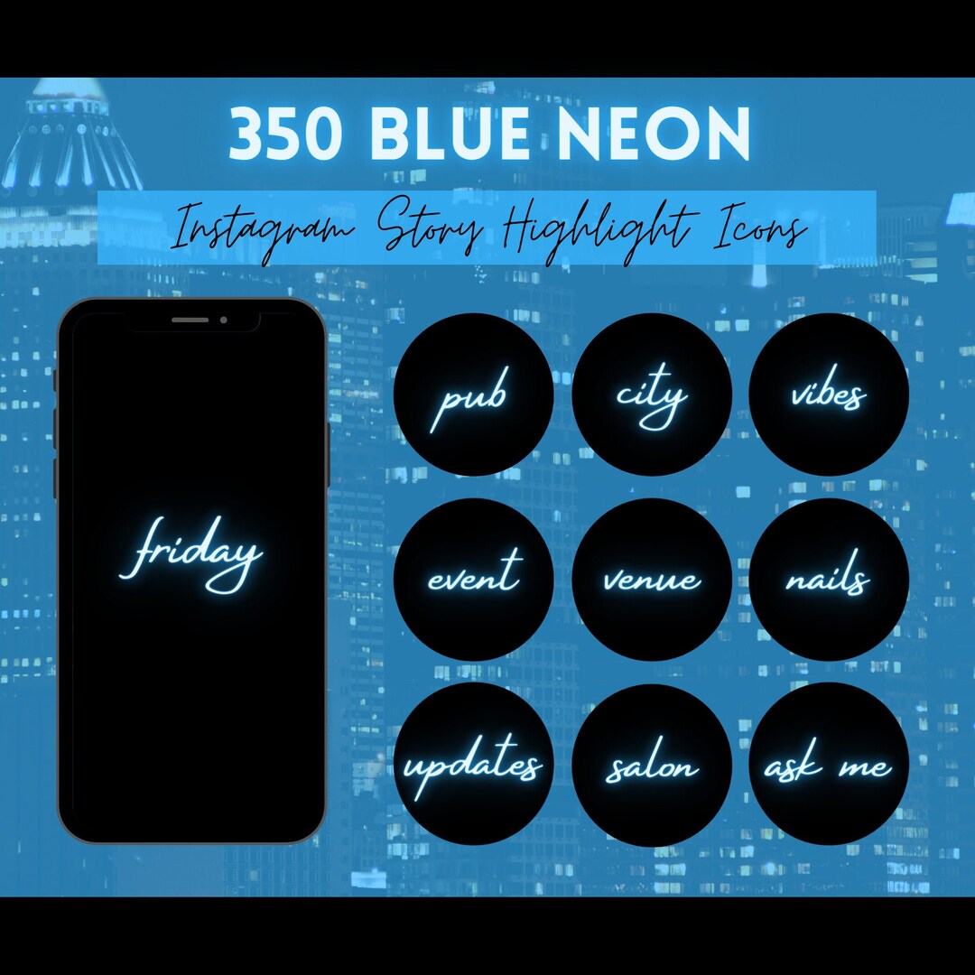 350 Light Blue Neon Instagram Story Highlight Icons Blue and - Etsy