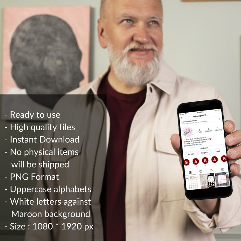 Maroon Alphabet Instagram Highlight Covers, Capital Letters Numbers and ...