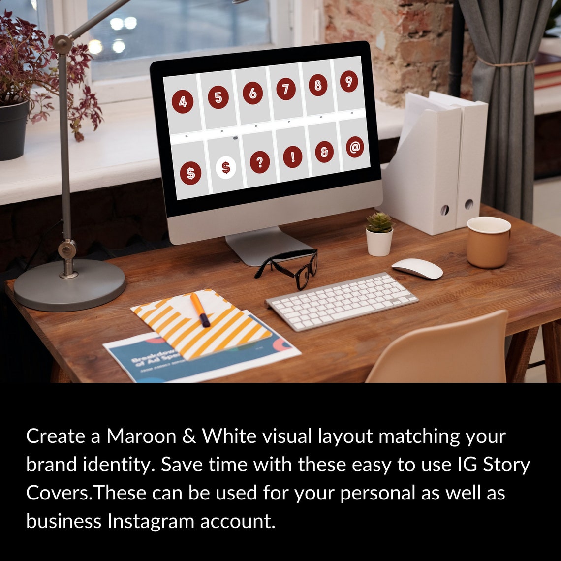 Maroon Alphabet Instagram Highlight Covers, Capital Letters Numbers and ...