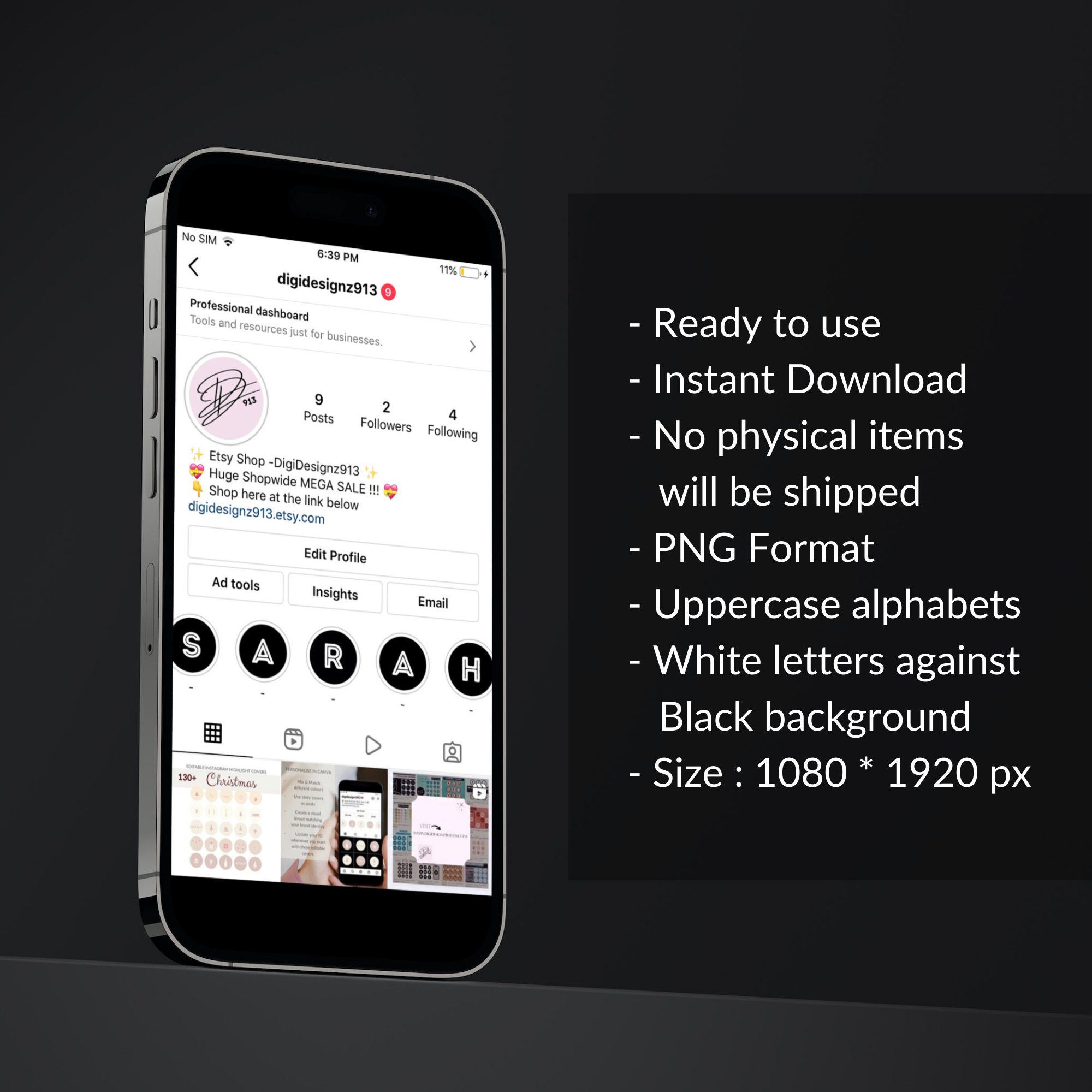 Black and White Alphabets Instagram Highlight Covers, Capital Letters ...