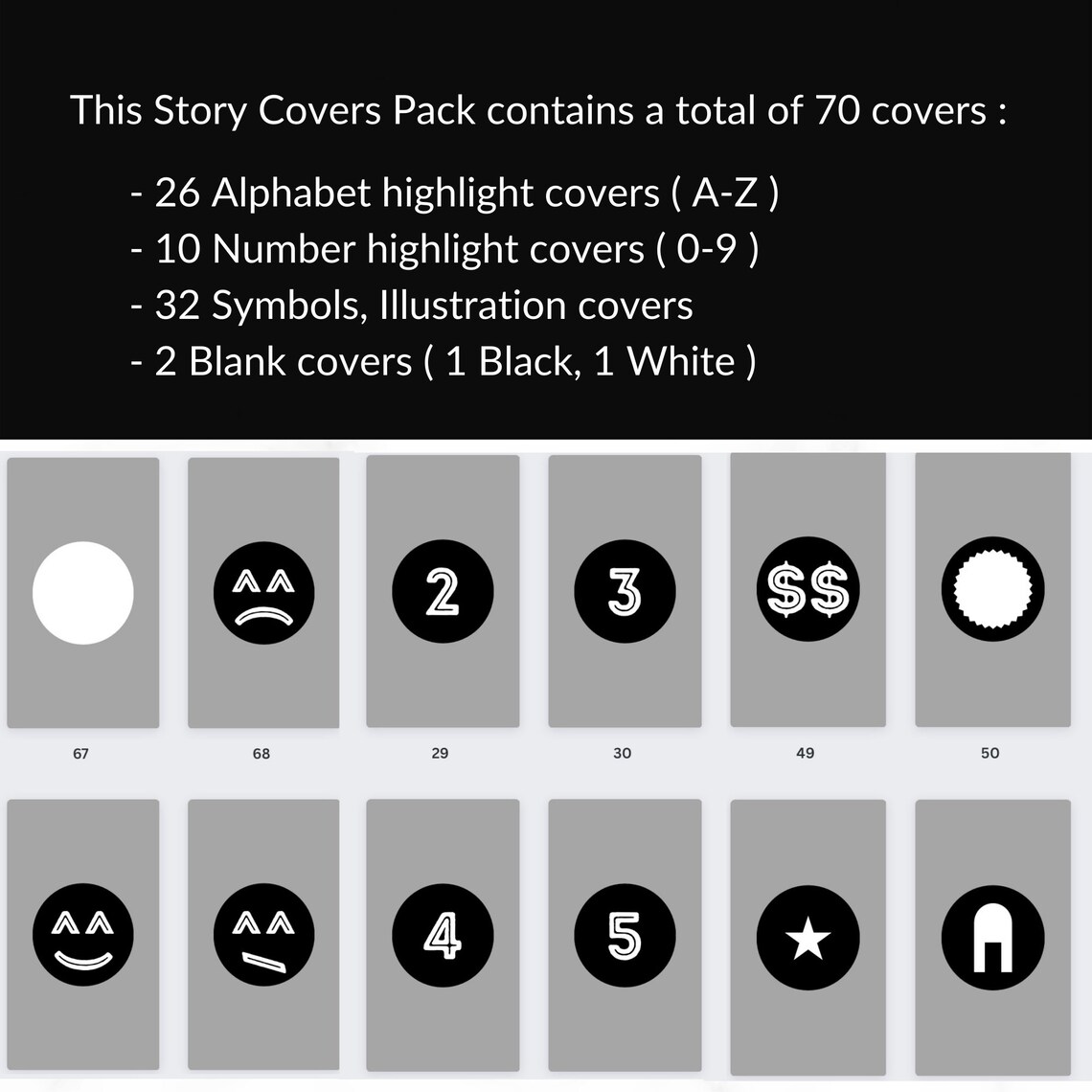 Black and White Alphabets Instagram Highlight Covers, Capital Letters ...