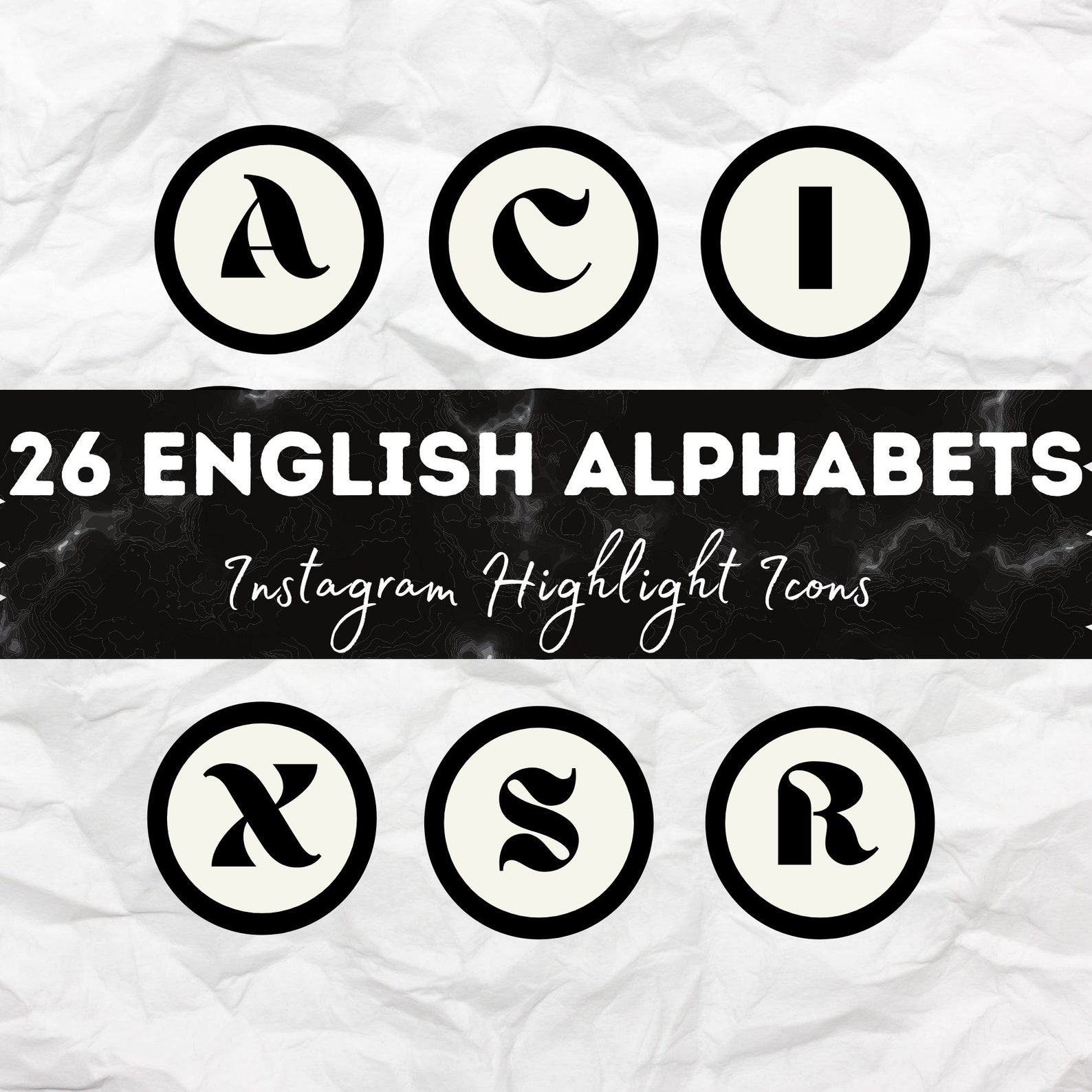 26 English Alphabets Instagram Highlight Icons, Capital Letters, A-Z ...
