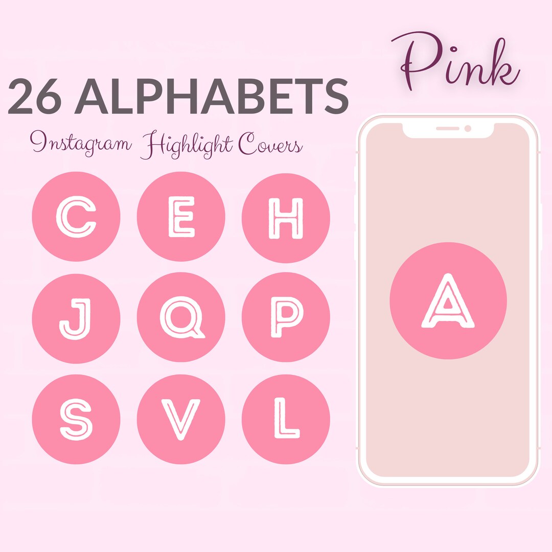 Alphabets Pink Instagram Highlight Cover, Capital Letters IG Highlight ...
