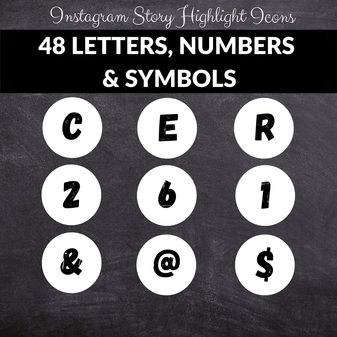 Black and White Letters Numbers Symbols Instagram Highlight Cover ...